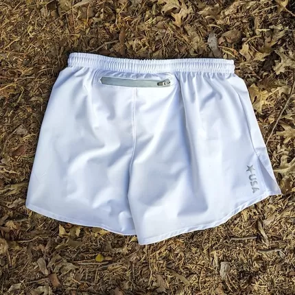 white runner shorts